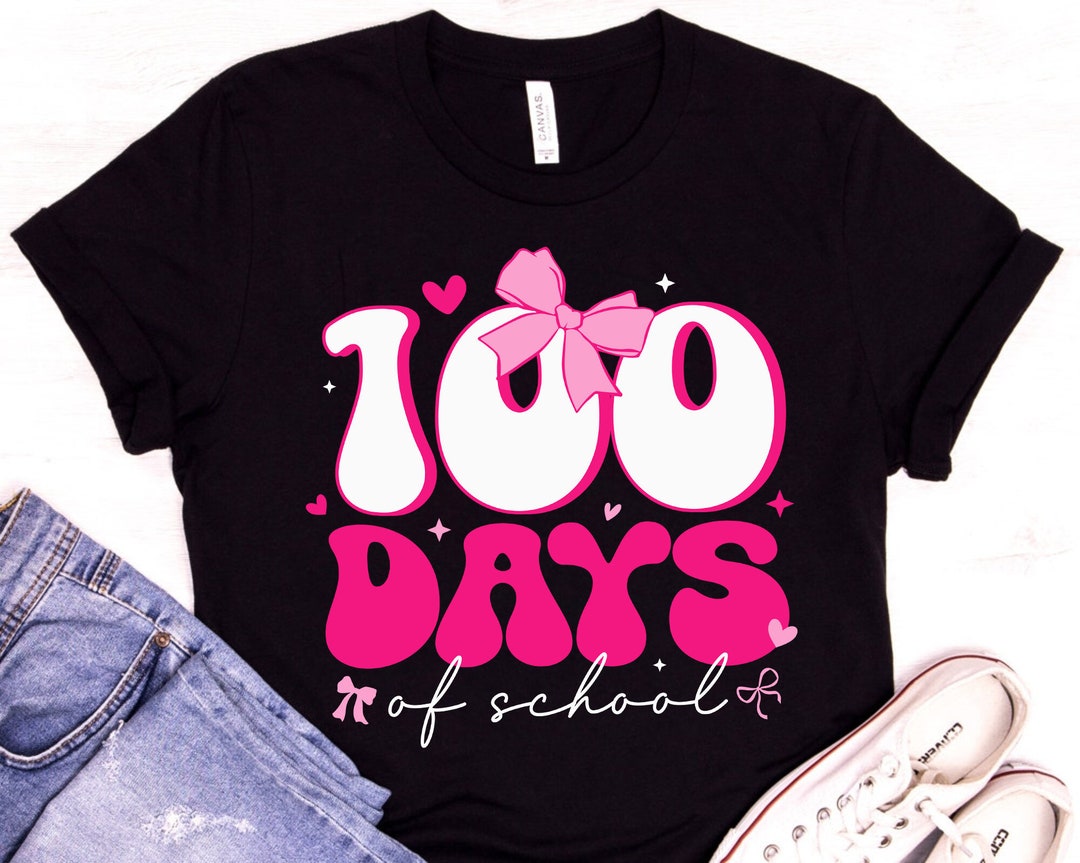100 Days of School SVG: Pink Bow Coquette Design (digital Download) - Etsy