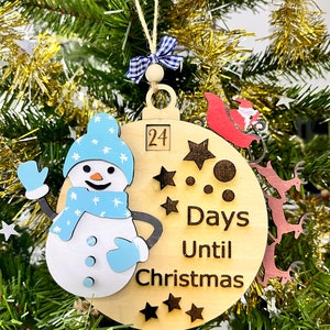 Snowman Christmas Countdown Ornament SVG: Glowforge Laser Cut File - Etsy