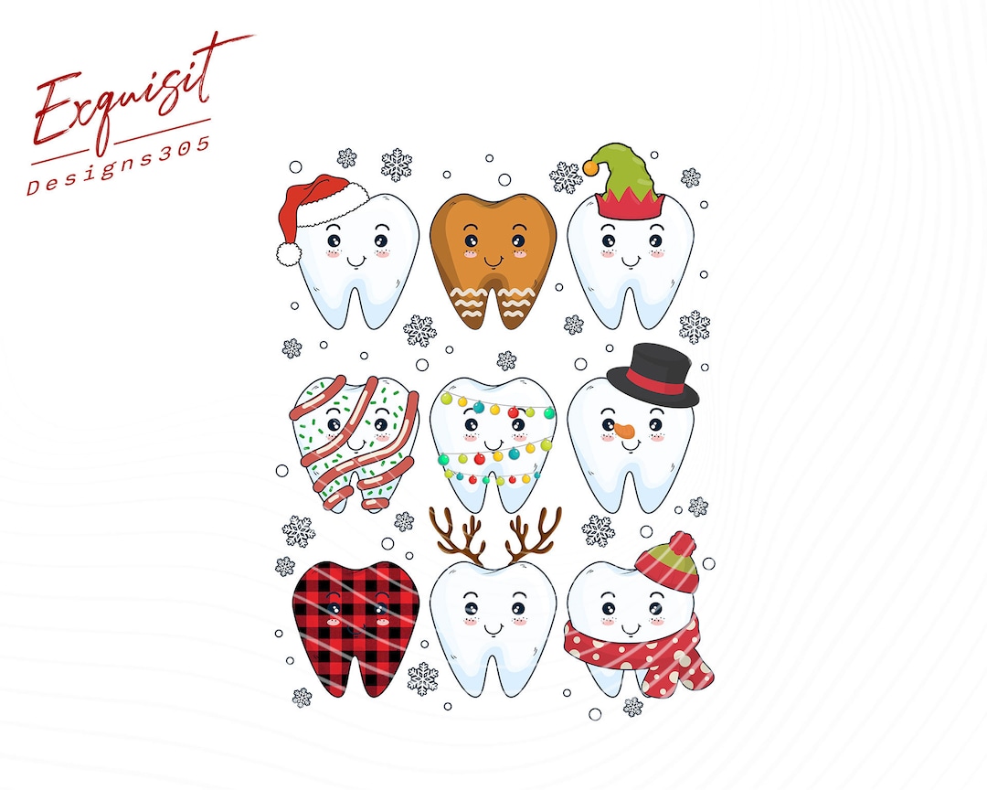 Christmas Dentist Teeth PNG: Xmas Tooth Tree Clipart (digital Download ...