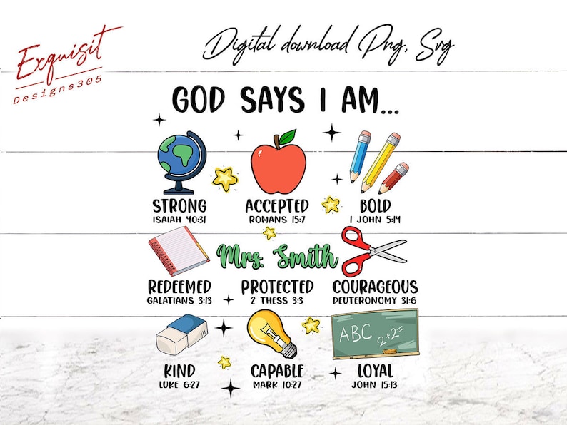 God Says I Am Teacher Svg Png: Christian Bible Verse (digital Download ...