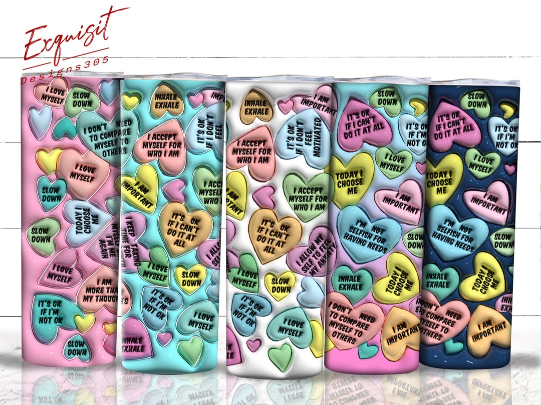 Bundle 5 Designs 3D Inflated Positive Affirmations Tumbler Wrap ...