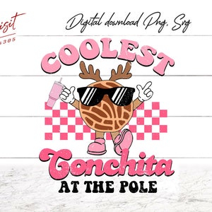 Coolest Conchita at the Pole SVG, Mexican Christmas Svg, Retro Concha ...