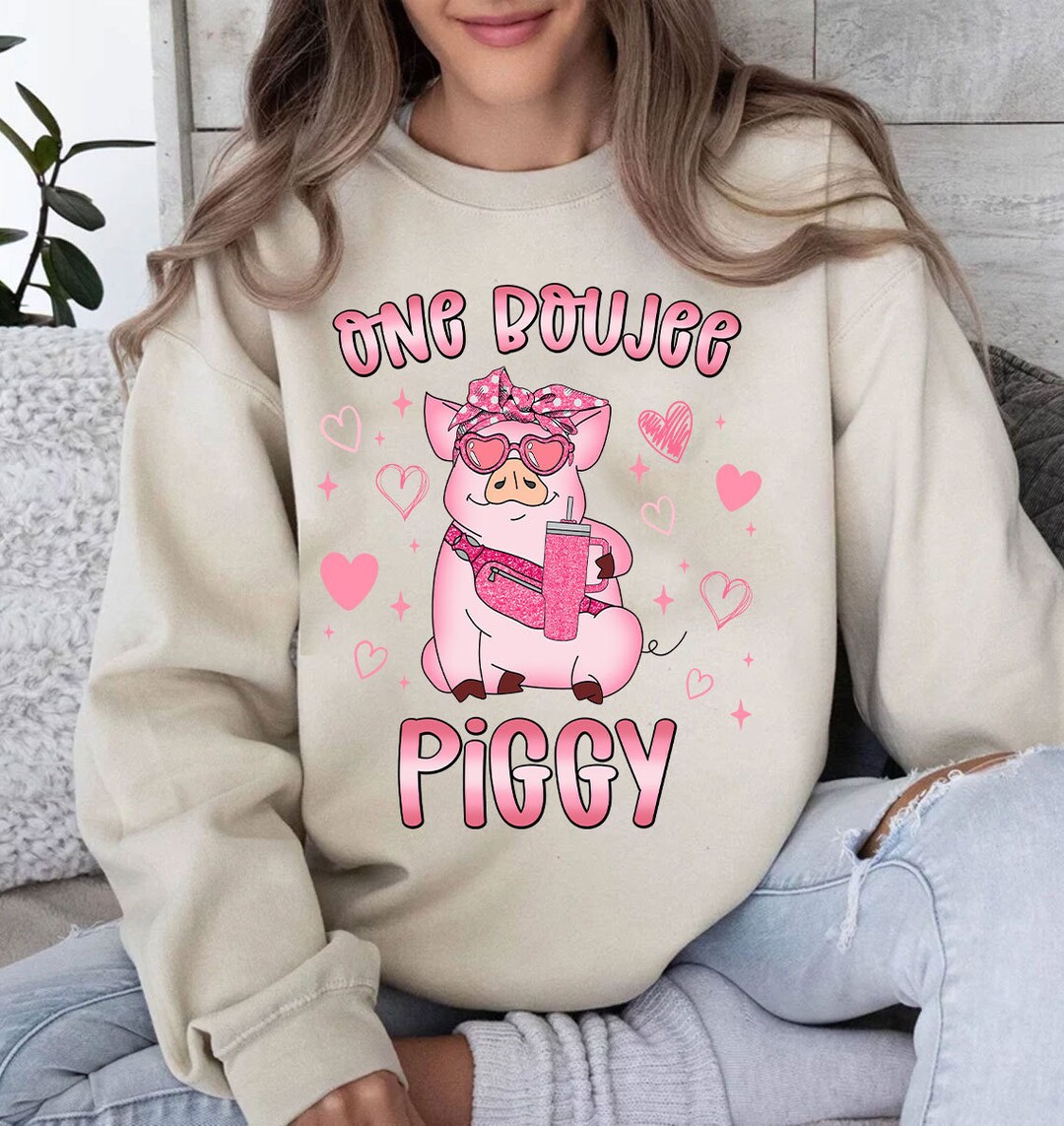 One Boujee Piggy Png Sublimation Design Download, Funny Valentine Png ...