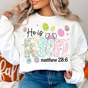 He is Risen Svg, Matthew 28:6, Risen Png, Retro Easter Doodle Png ...
