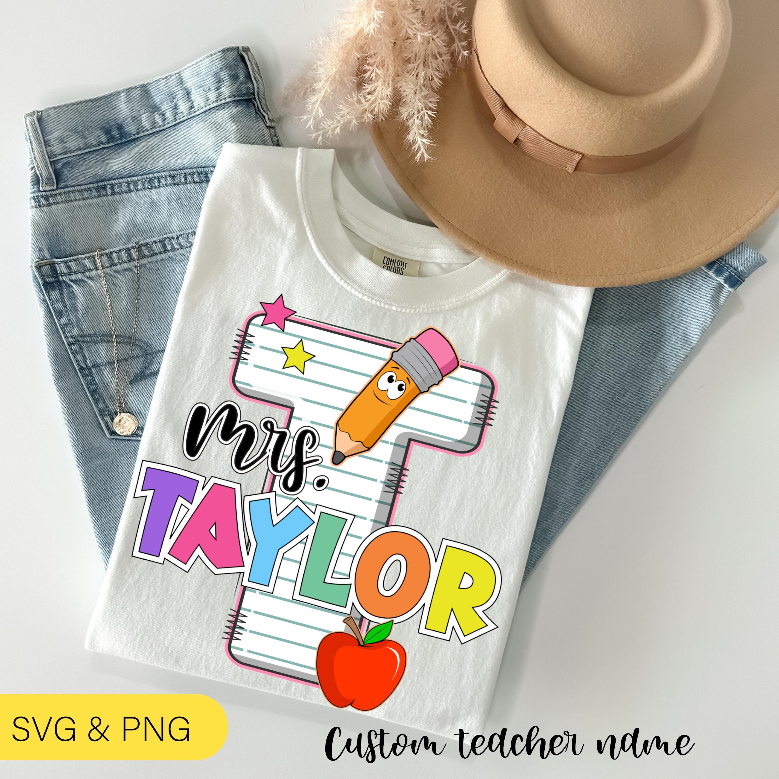 Personalized Teacher Name PNG: Back to School Design (digital Download ...