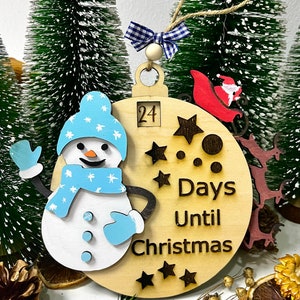 Snowman Christmas Countdown Ornament SVG: Glowforge Laser Cut File - Etsy