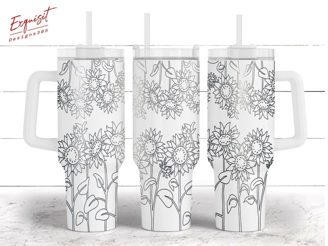 Sunflower Floral Tumbler Engraved 40oz Wrap, 40oz Tumbler Png ...