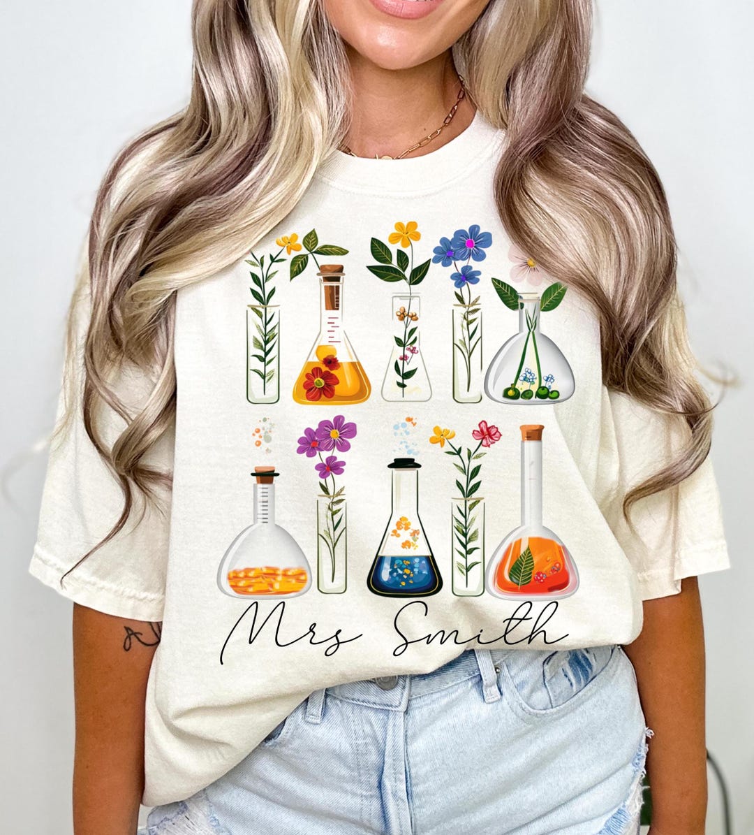 Custom Science Teacher Clipart: Floral Chemistry Shirt Design (PNG ...