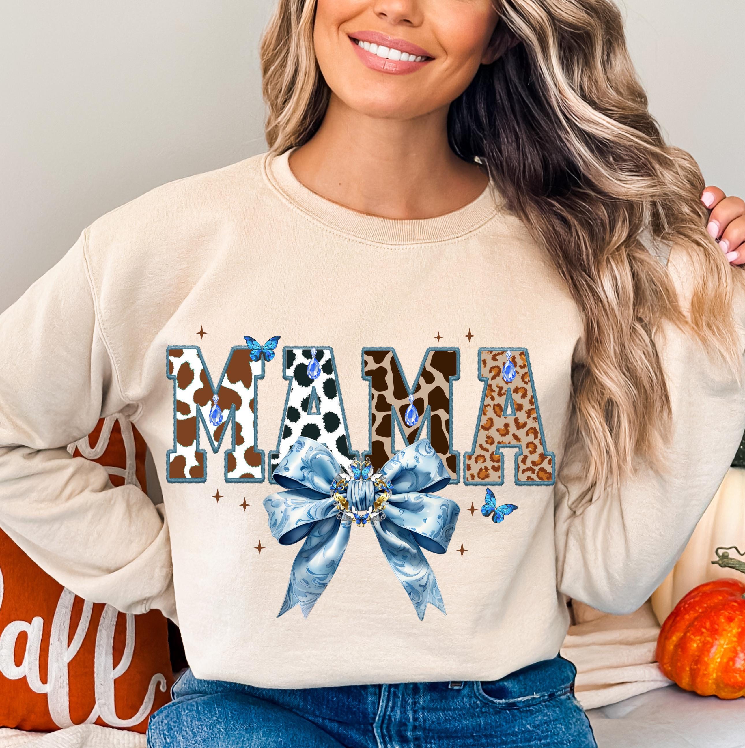 Western Mama PNG: Coquette Cow Print, Faux Embroidery (digital Download ...