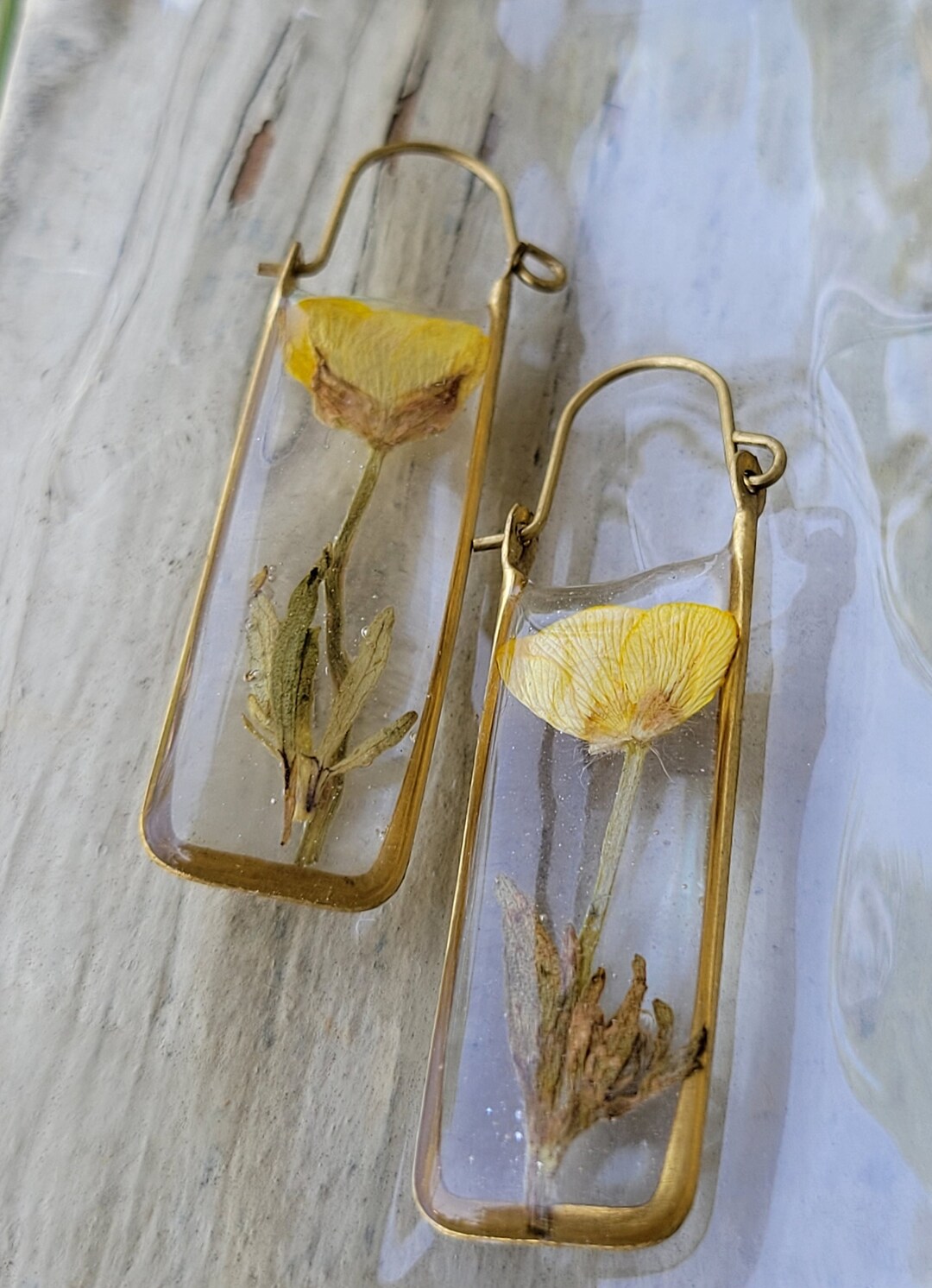 Buttercup Flowers Preserved in Resin Without Rectangular Brass Frame ...