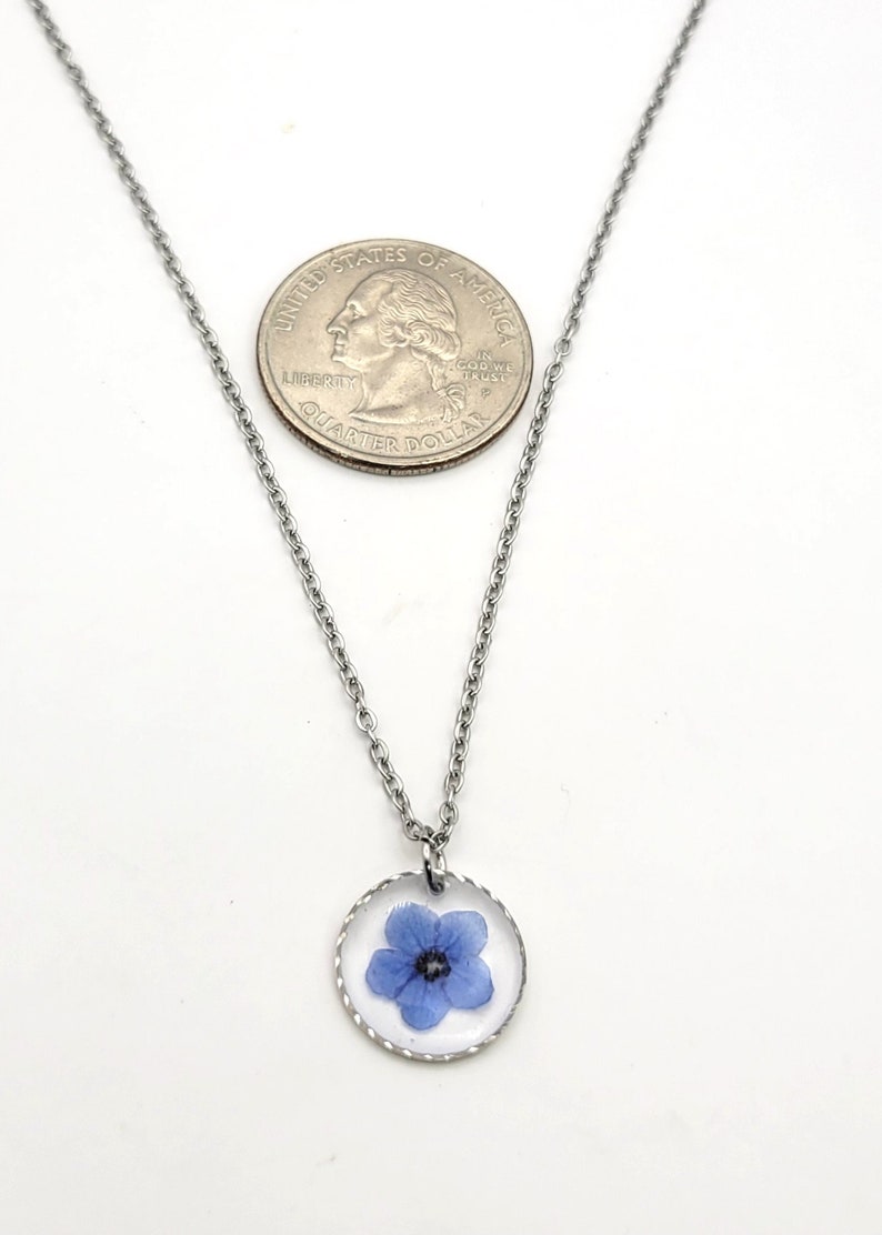 Blue Forget-me-not Flower Necklace Forget-me-not Preserved in Clear ...