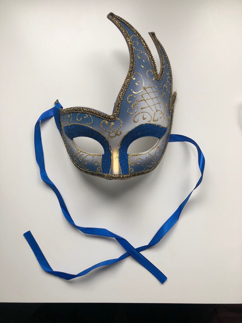 Blue Half Face Masquerade Mask Venetian Style New Years Eve Ball Unisex ...