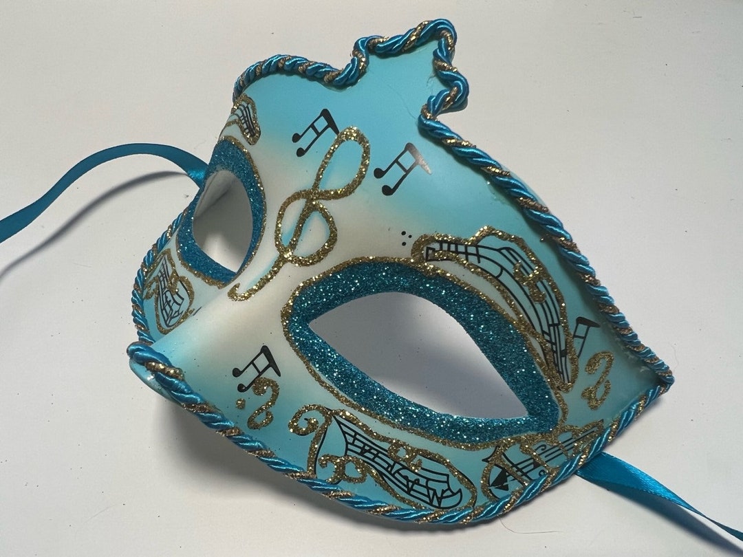 Blue Music Note Masquerade Ball Venetian Mask. Fancy Dress Men's Women ...