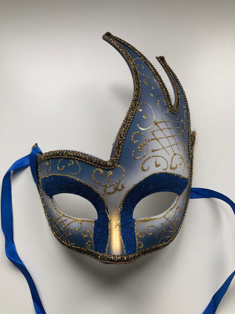 Blue Half Face Masquerade Mask Venetian Style New Years Eve Ball Unisex ...
