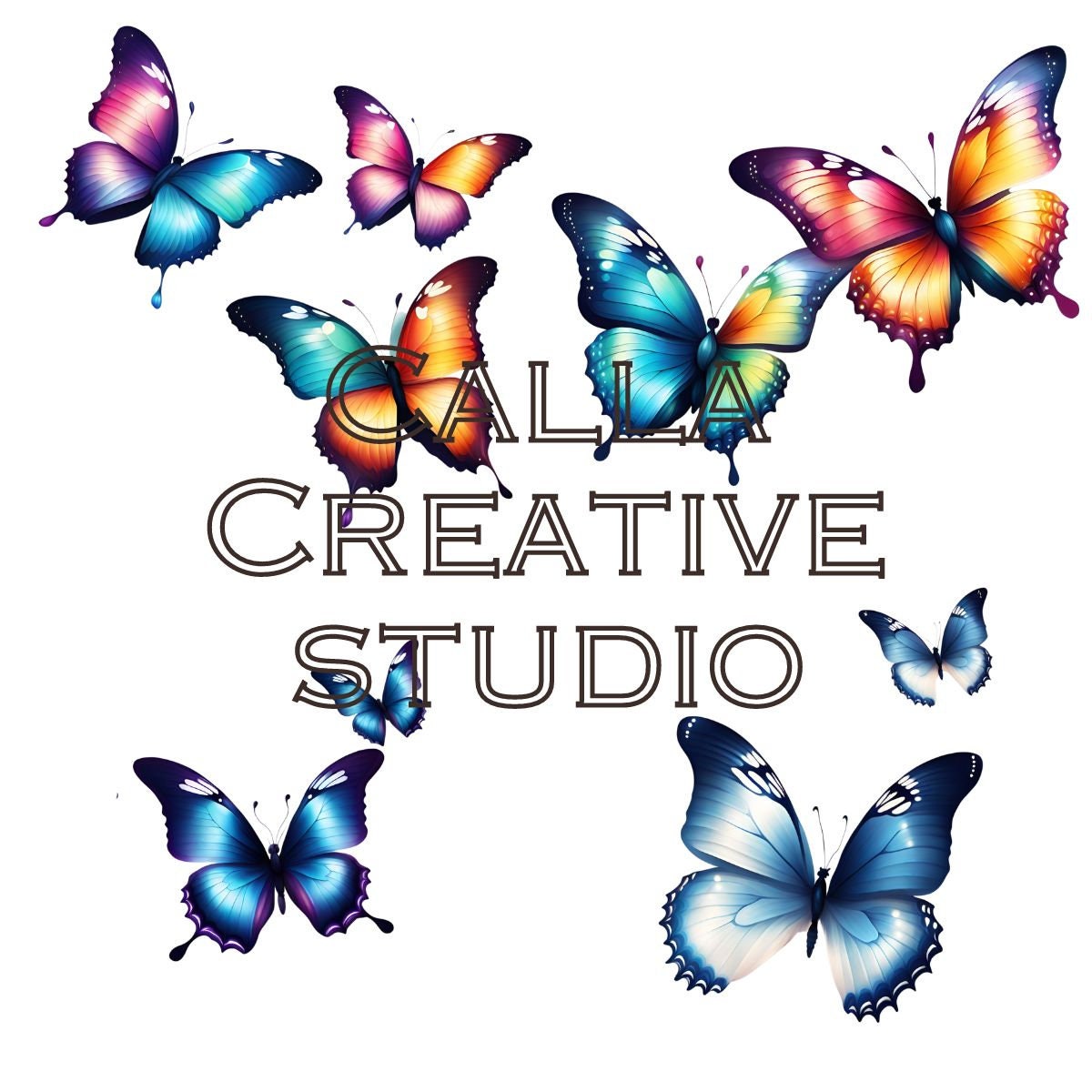 12 Rainbow Butterflies Clipart Digital Download / Digital Paper ...