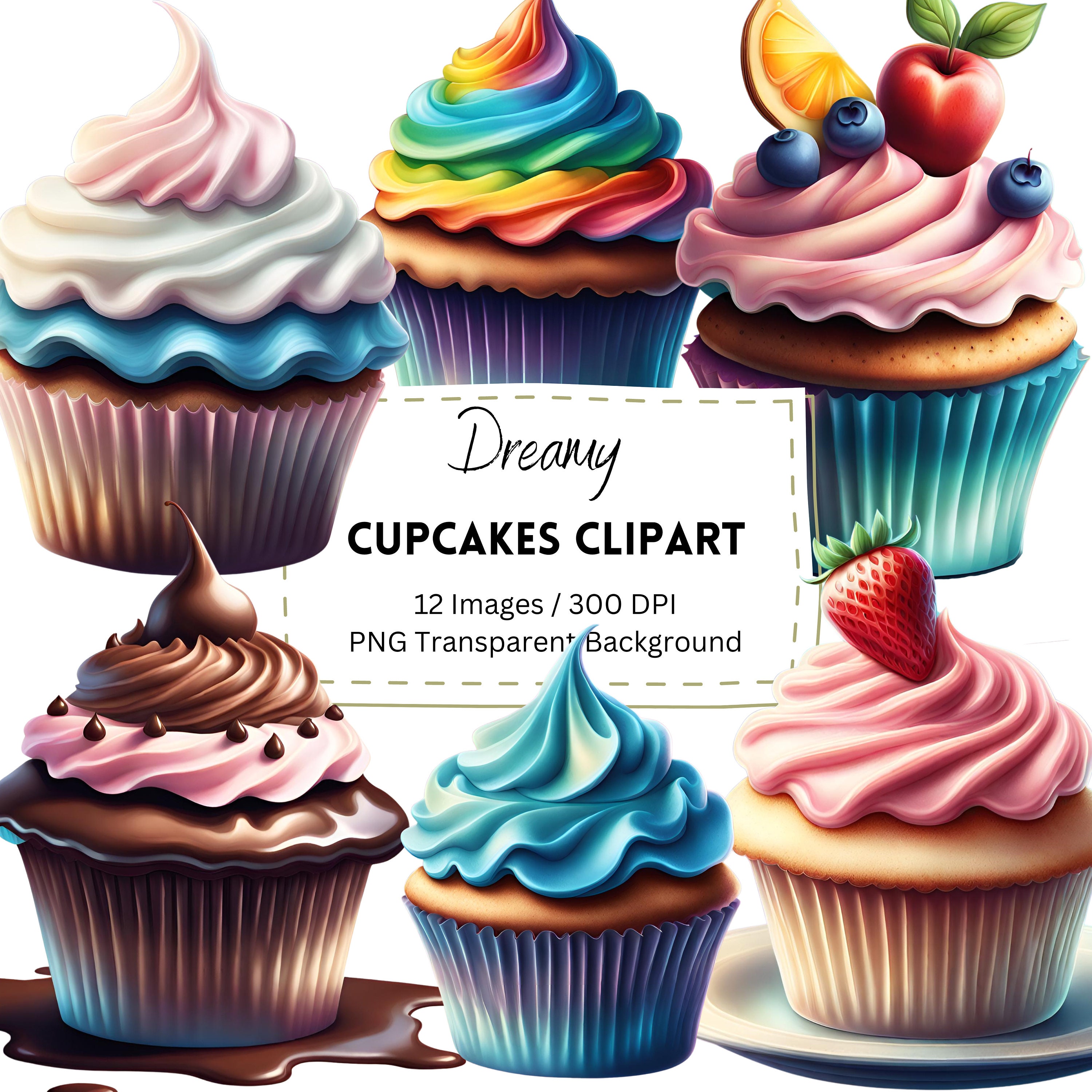 12 Dreamy Cupcakes Clipart Digital Download / Digital Paper / Printable ...