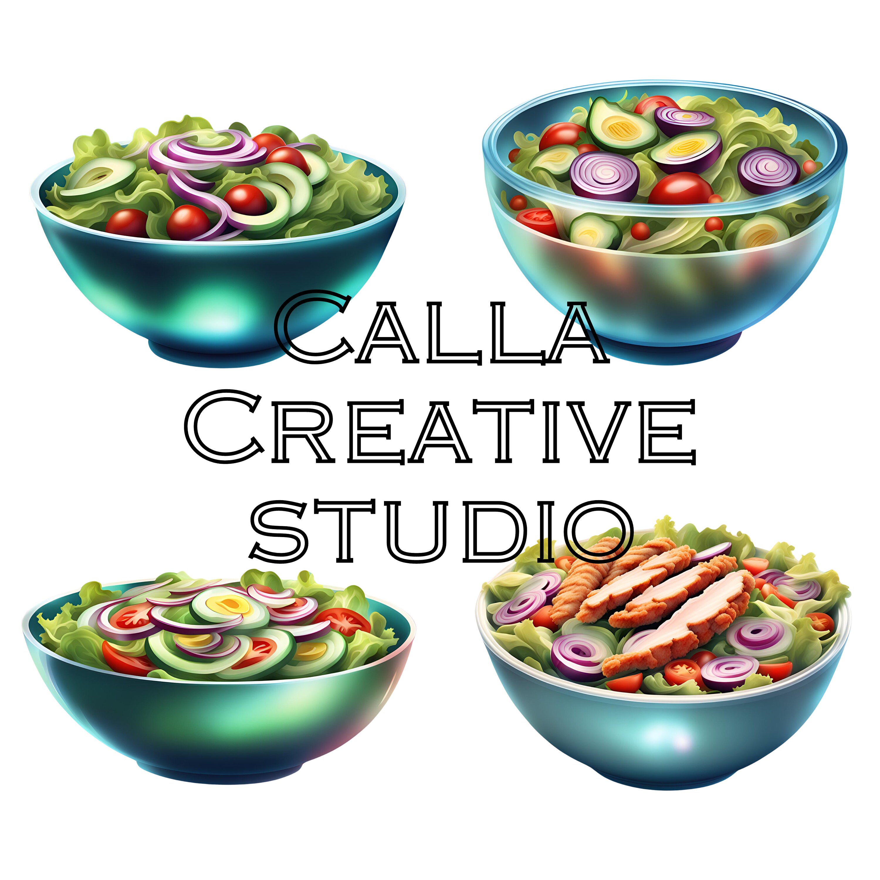 12 Salad Bowls Clipart Digital Download / Digital Paper / Printable ...