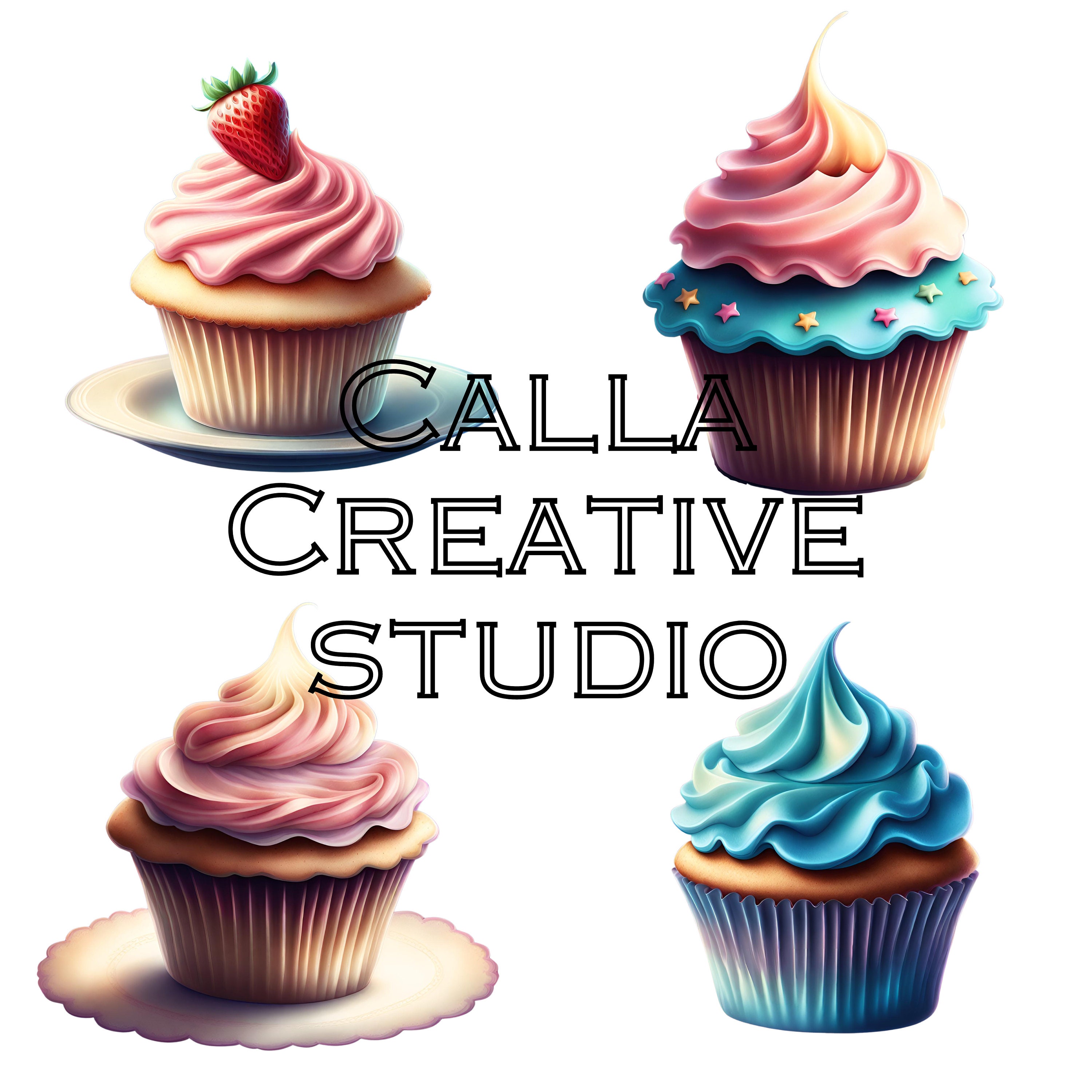 12 Dreamy Cupcakes Clipart Digital Download / Digital Paper / Printable ...