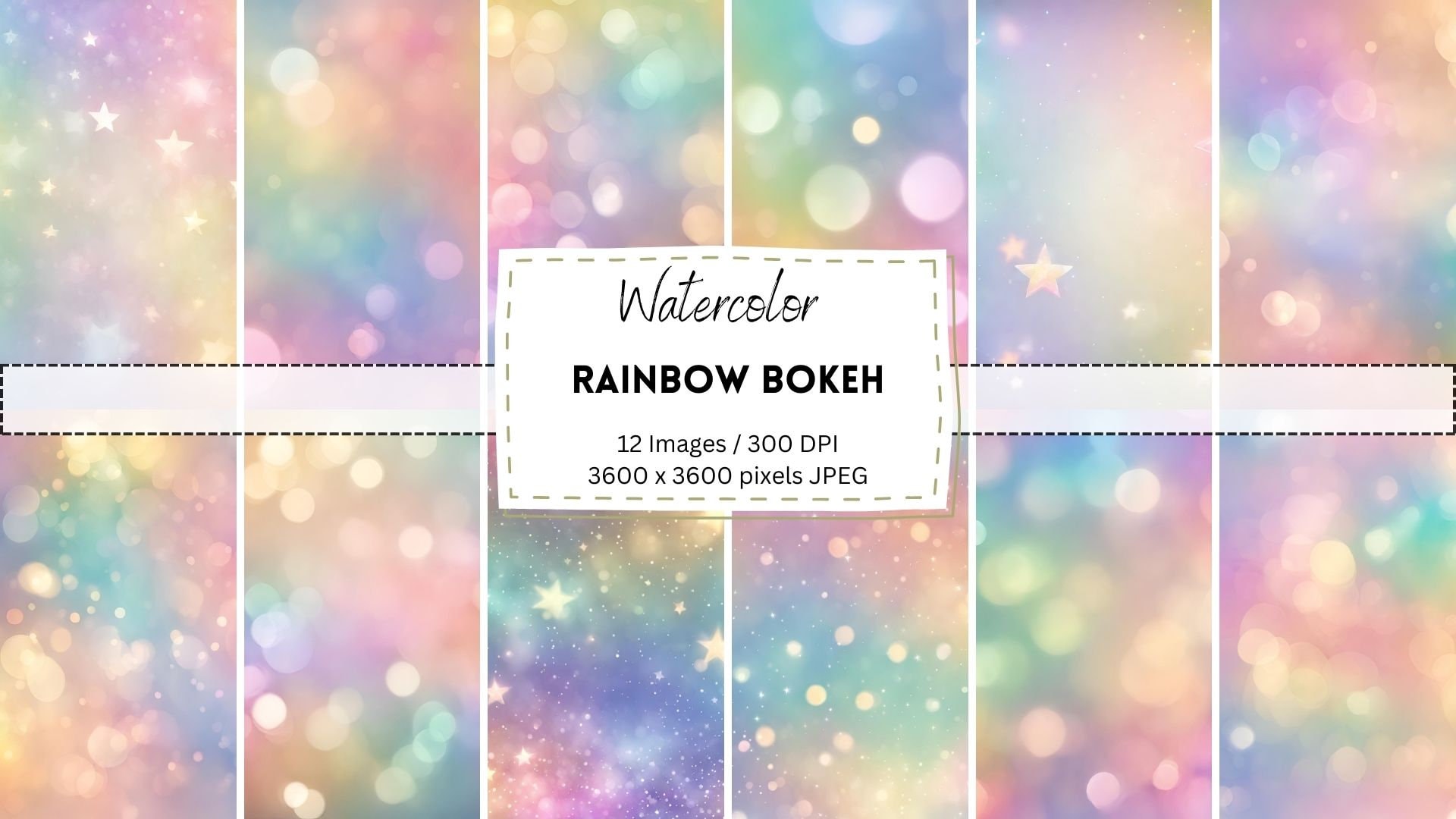 12 Watercolor Pastel Rainbow Bokeh Digital Download / Digital Paper ...