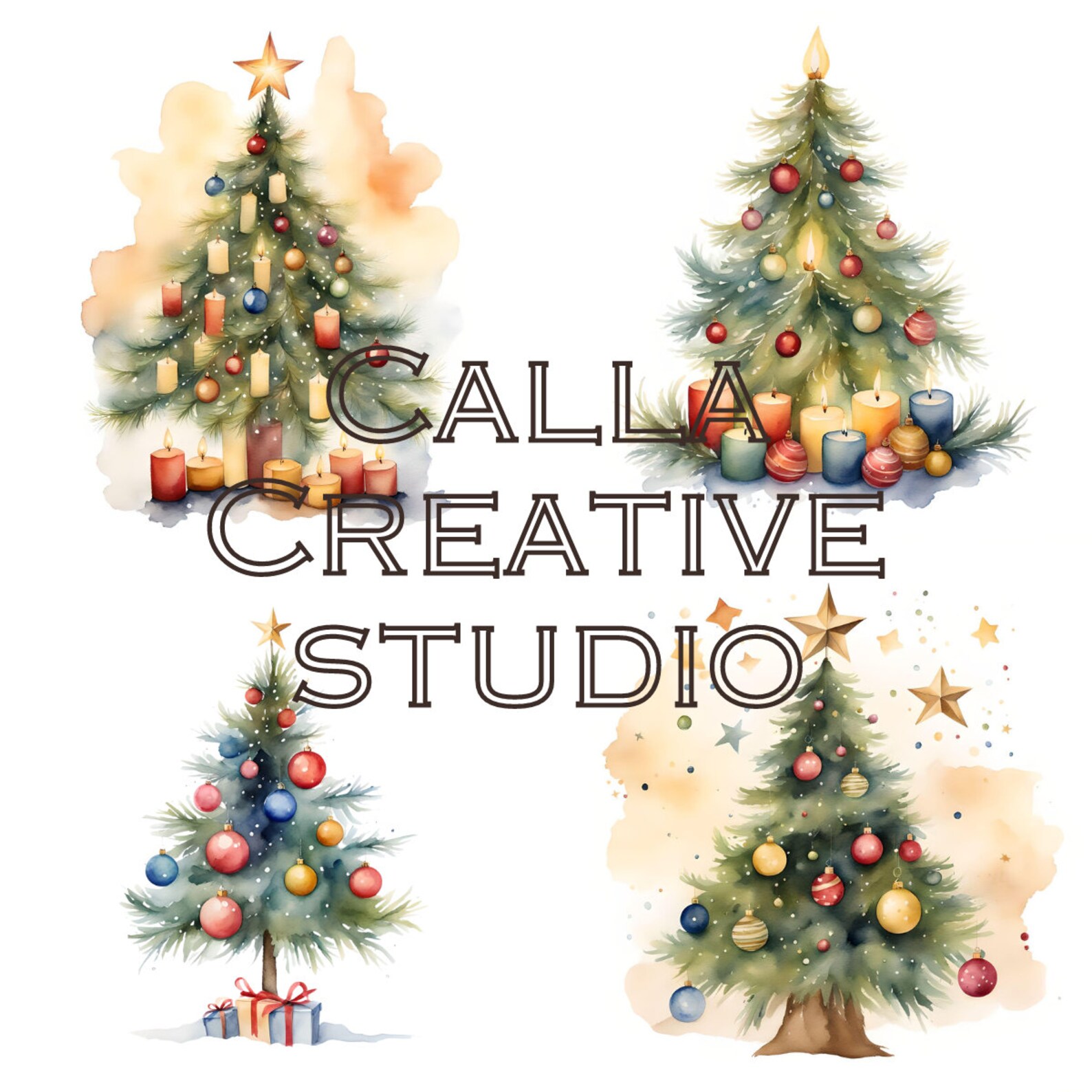 16 Christmas Tree Clipart Digital Download / Digital Paper / Printable ...