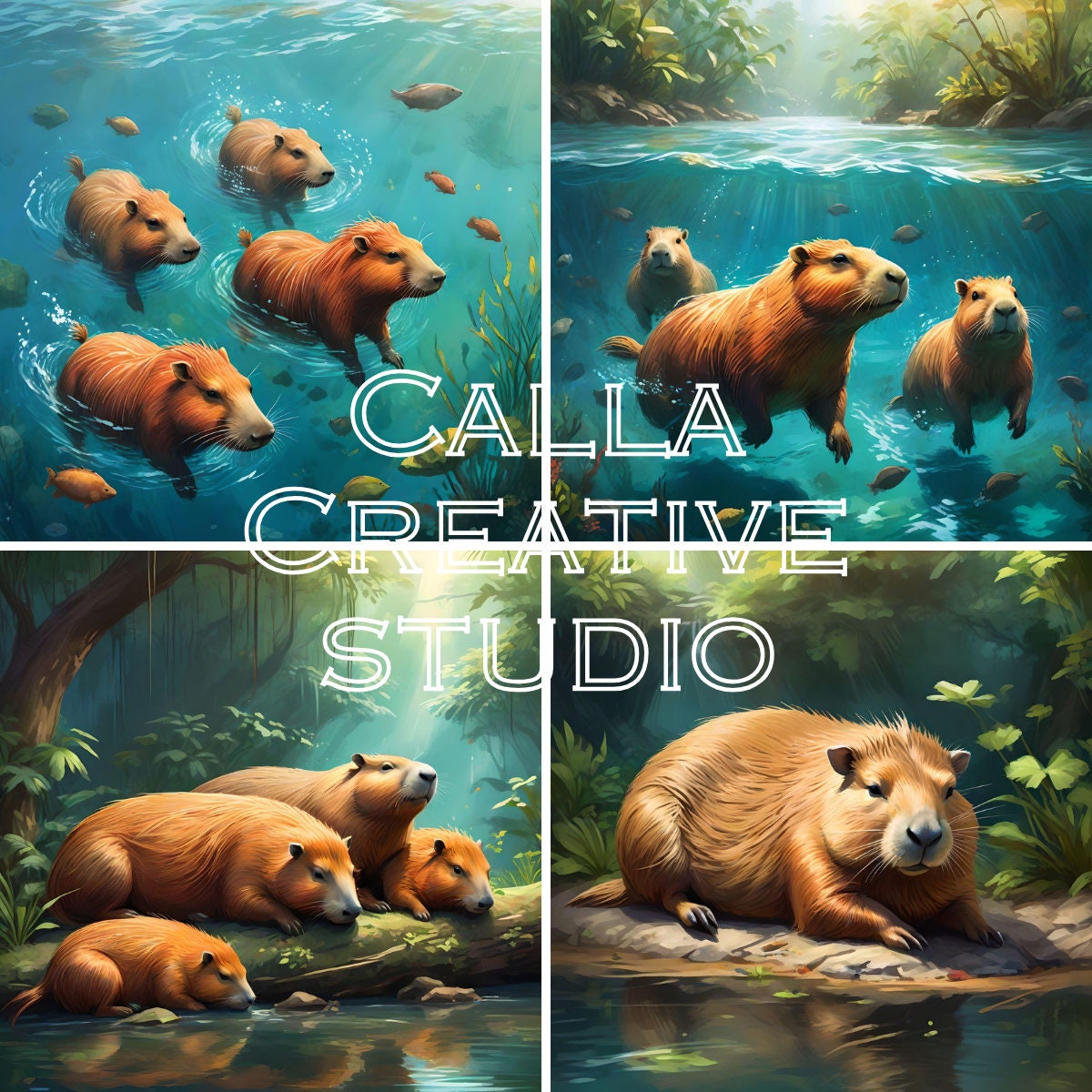 12 Chilling Capybaras Digital Download / Digital Paper / Printable ...