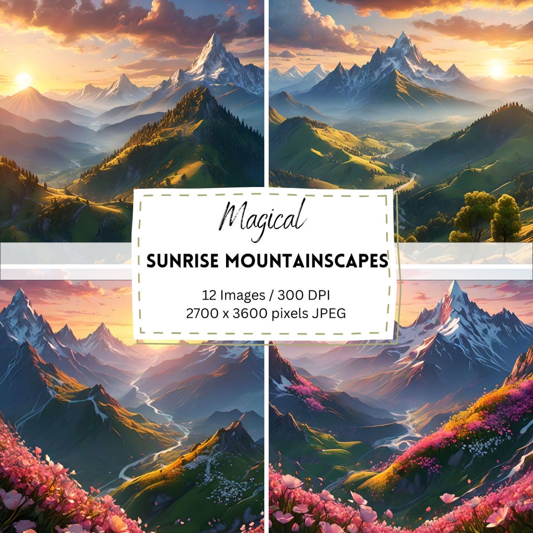 12 Sunrise Mountainscapes and Landscapes Digital Download / Digital Paper / Printable / Instant ...