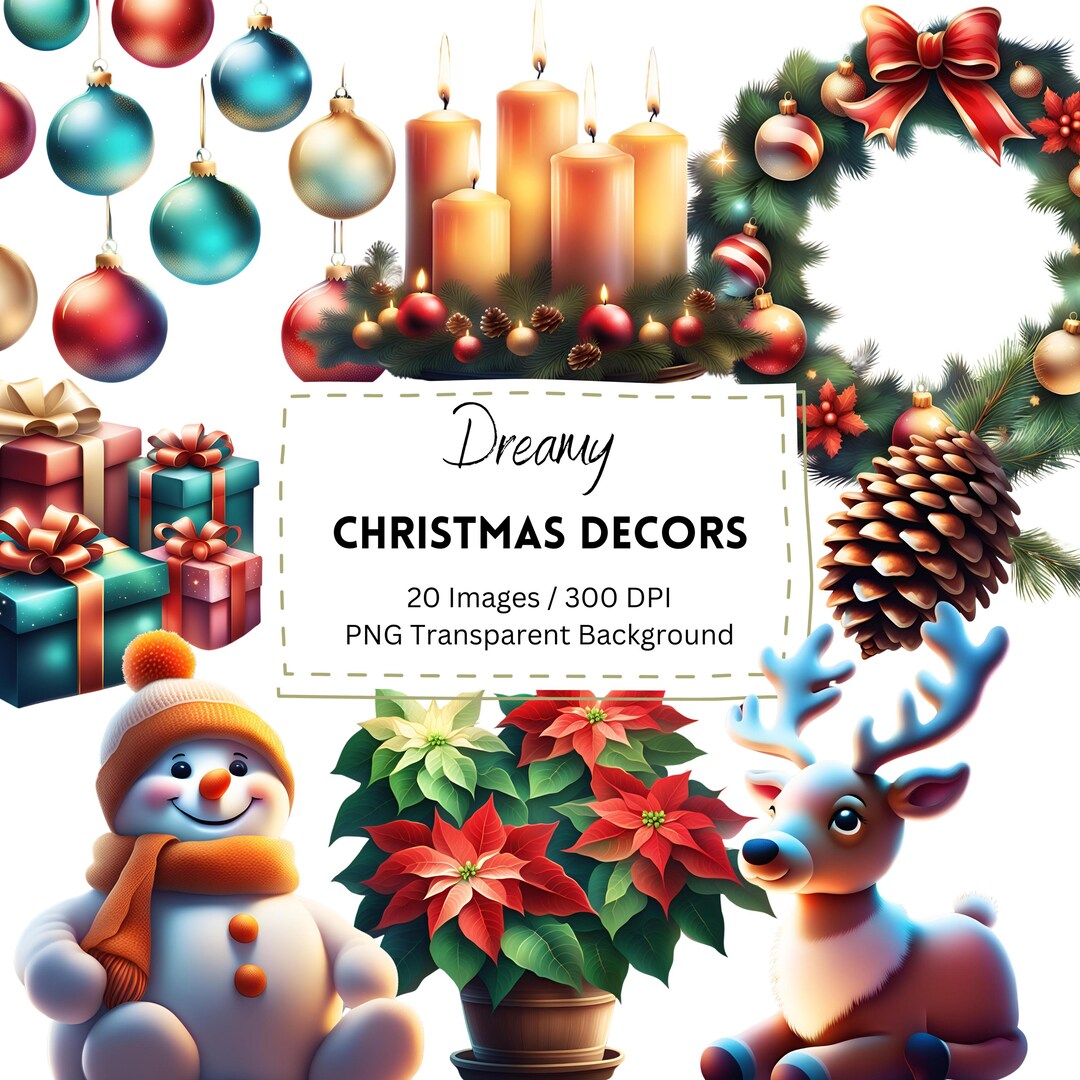 20 Christmas Decors Clipart Digital Download / Digital Paper ...