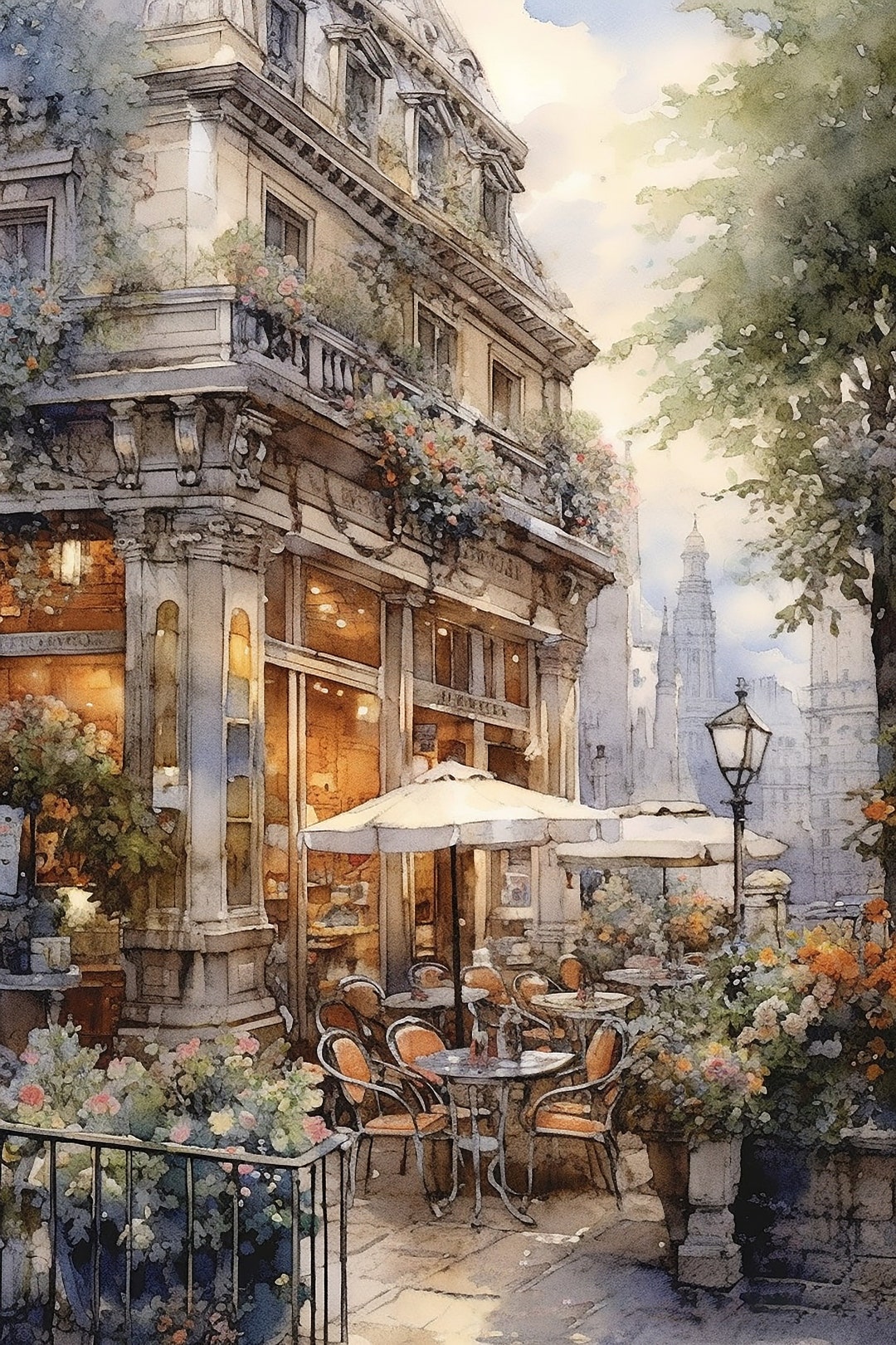 European Charm: Cityscape Elegance Abstract Canvas Print | Instant ...