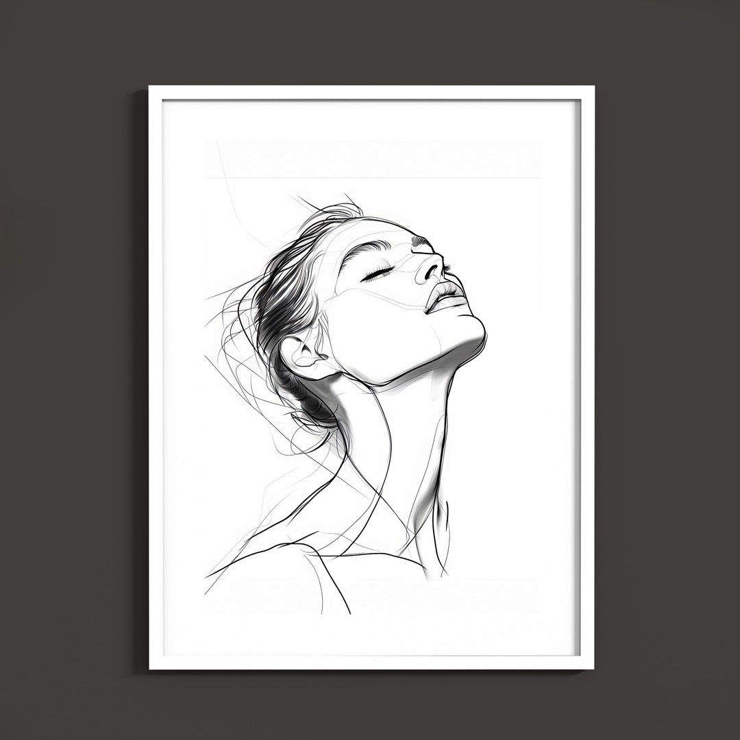 Sketch of a Beautiful Young Woman Face | Instant Digital Download ...