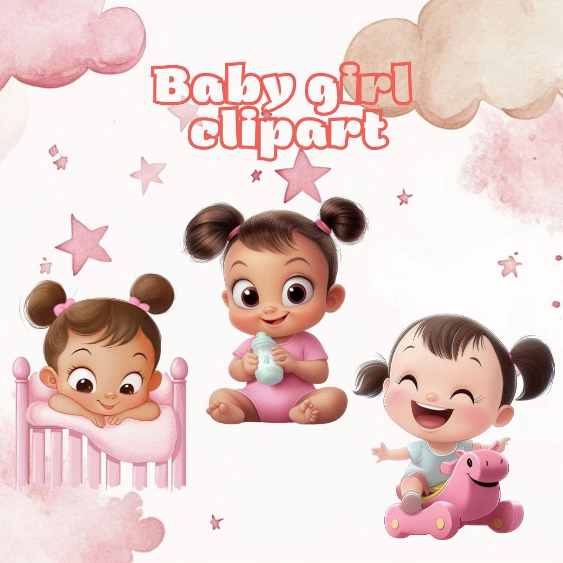 25 Newborn Baby Girl Clipart,children's Illustration,commercial Use ...
