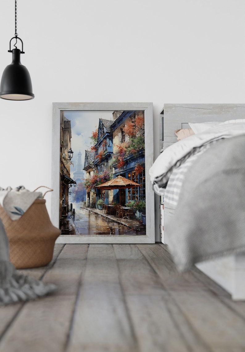 Watercolor Print of A Beautiful Street in Paris - Cityscape Wall Art ...