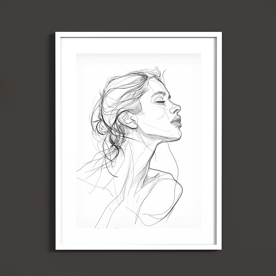 Sketch of a Beautiful Young Woman Face | Instant Digital Download ...