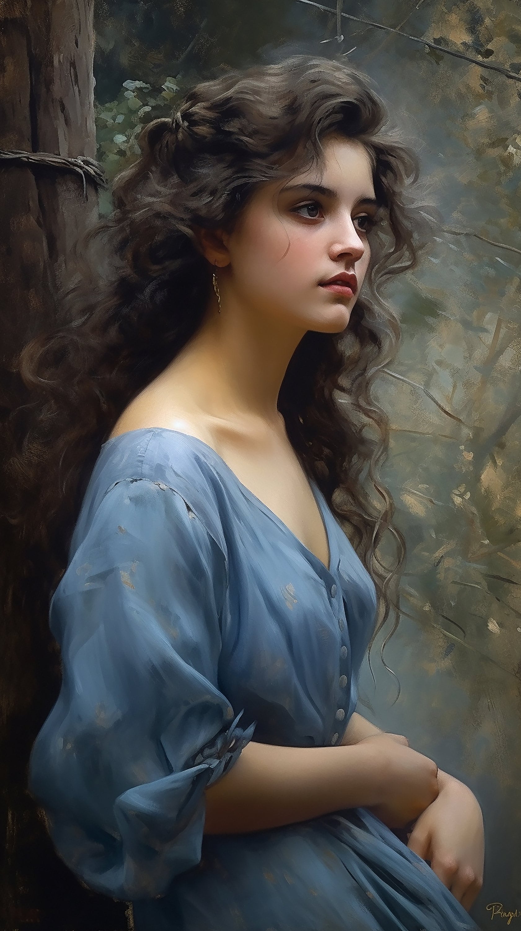 Digital Art Portrait of a Beautiful Young Woman: Elegant and Timeless ...