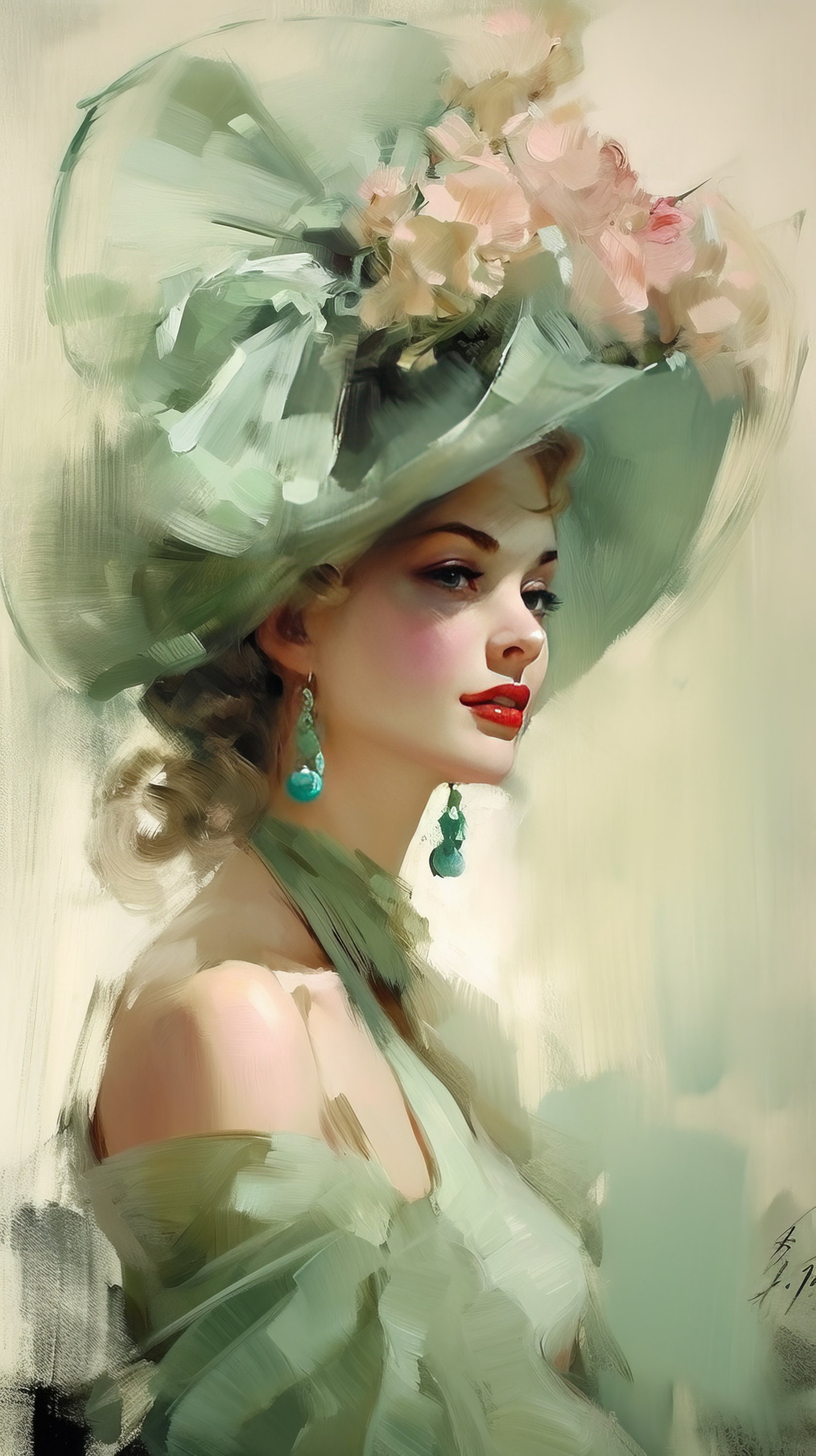 Vintage Woman in Large Hat | Instant Digital Download |printable ...