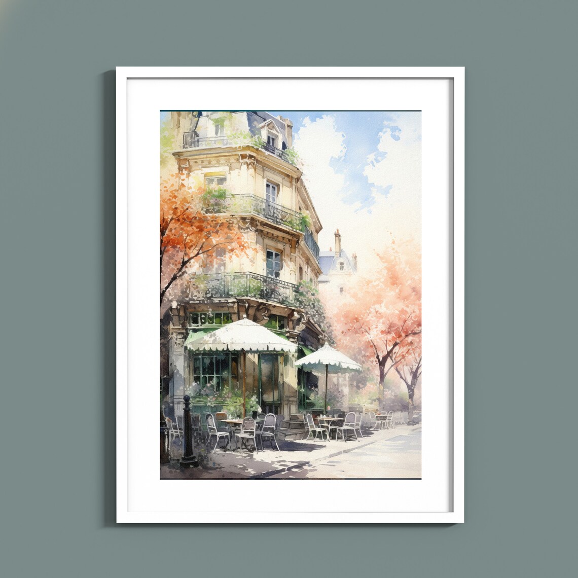 Charming European Café Adorned With Blossoms | Instant Digital Download ...