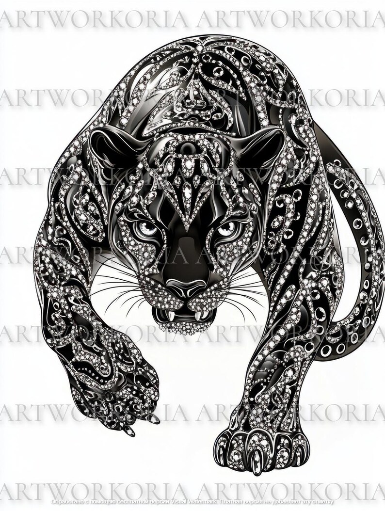 10 JPG Black Panther With Rhinestones Cliparts, High Quality, Digital ...