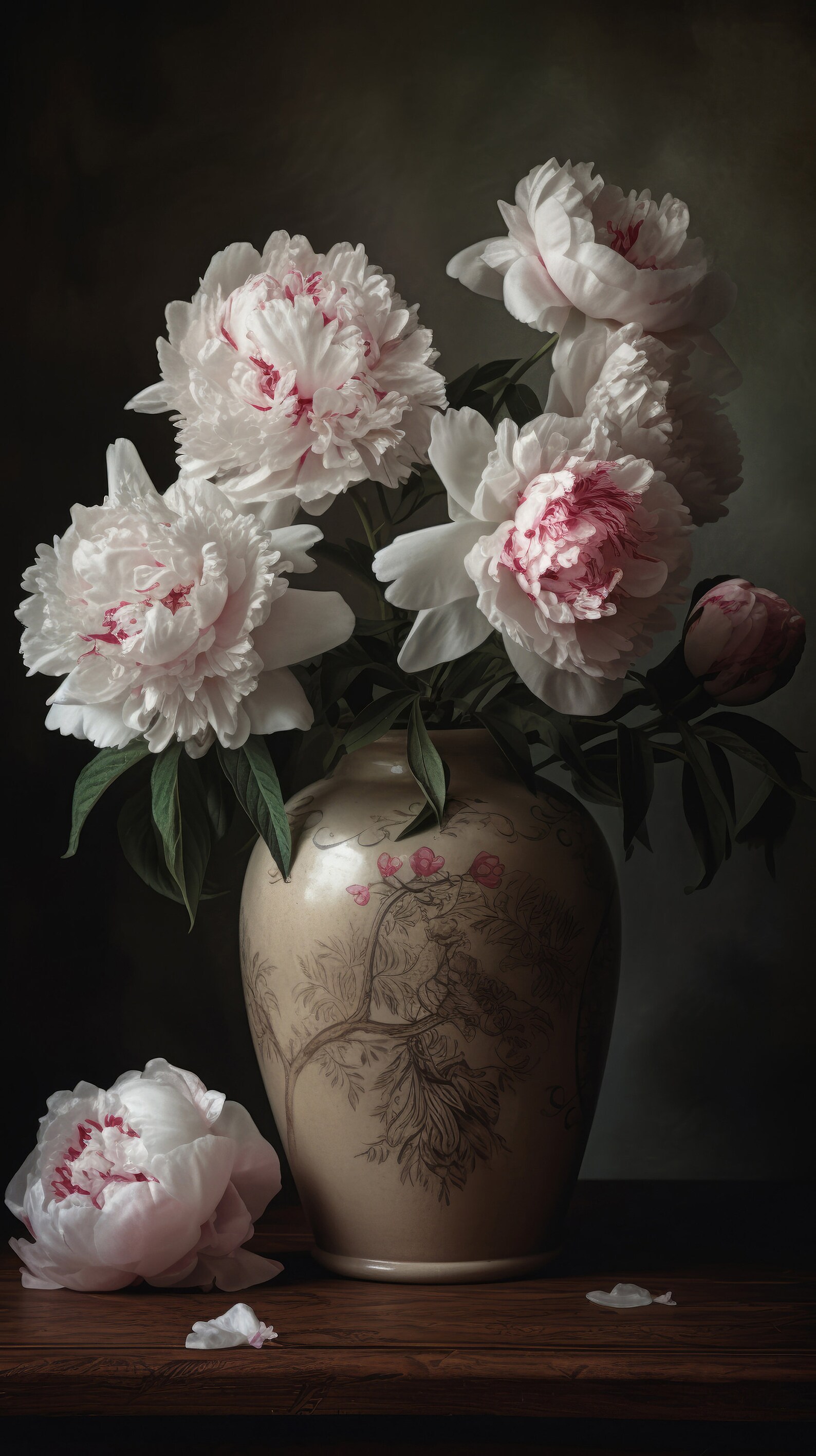 Vintage Peonies in Vase: Charming Oil Painting Wall Art Print| Instant ...