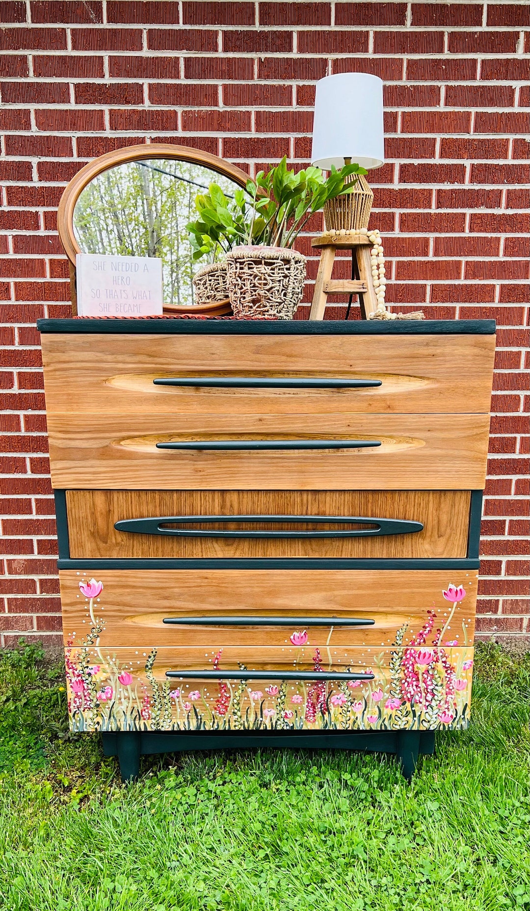 Hand painted Mid Century Modern Tall Boy Dresser Etsy Hand painted Mid Century Modern Tall Boy Dresser Etsy