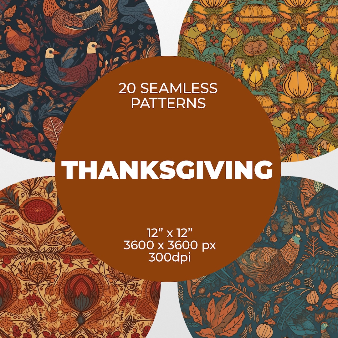 20 Seamless Thanksgiving Patterns Holiday Prints Digital - Etsy