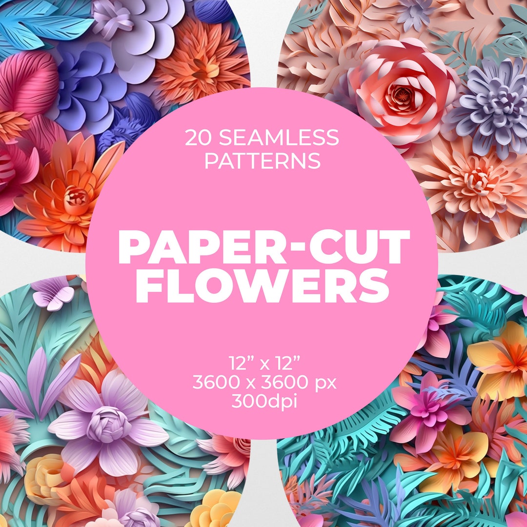 20 Seamless Papercut Flower Patterns Flower Prints Paper-cut - Etsy