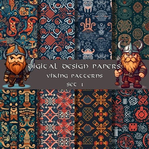 Norse Digital Paper Bundle SEAMLESS Abstract Viking Patterns Viking ...