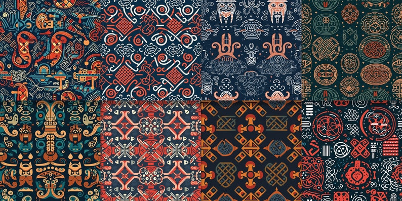 Norse Digital Paper Bundle SEAMLESS Abstract Viking Patterns Viking ...