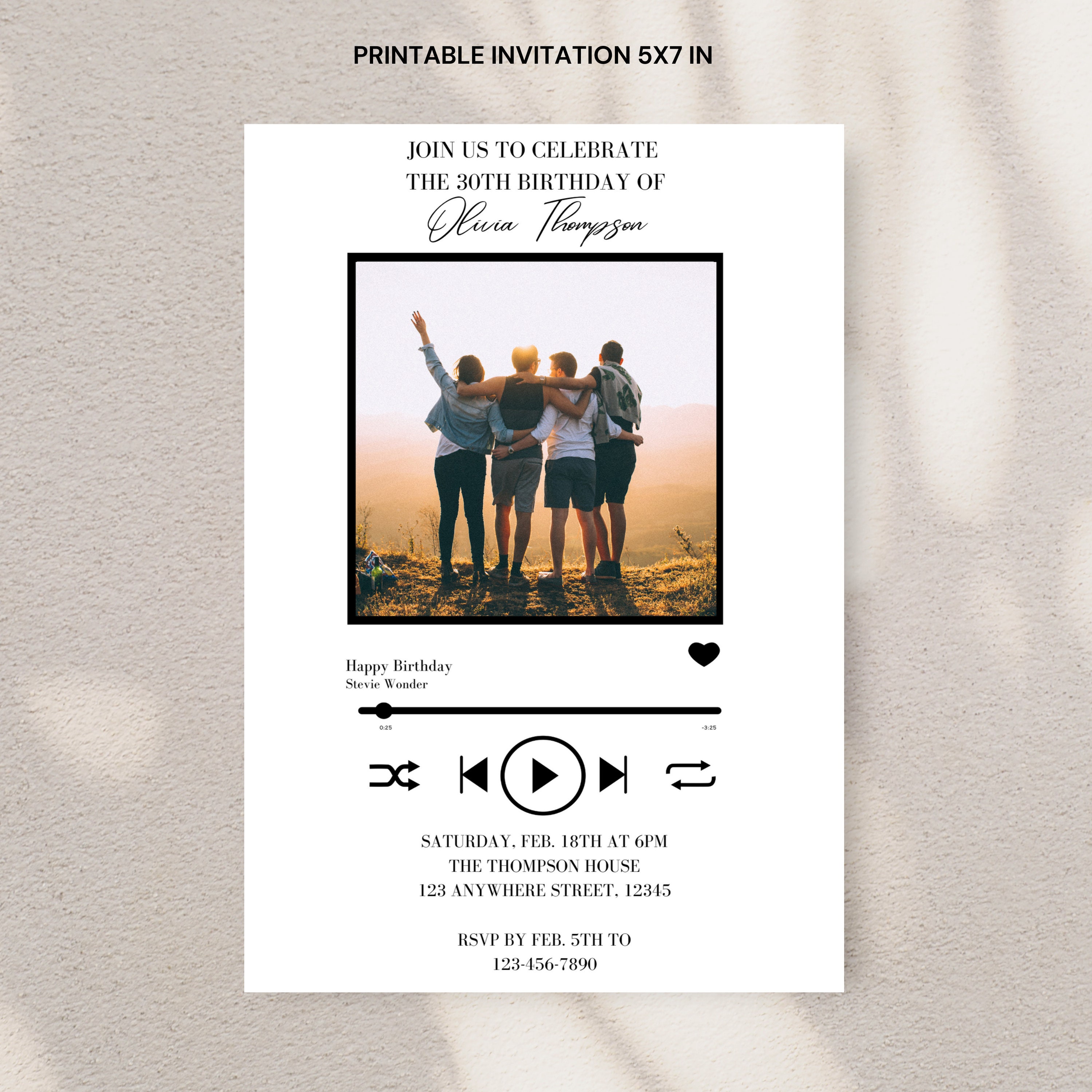 Musical Player Birthday Invitation Card | Personalised Birthday Photo ...