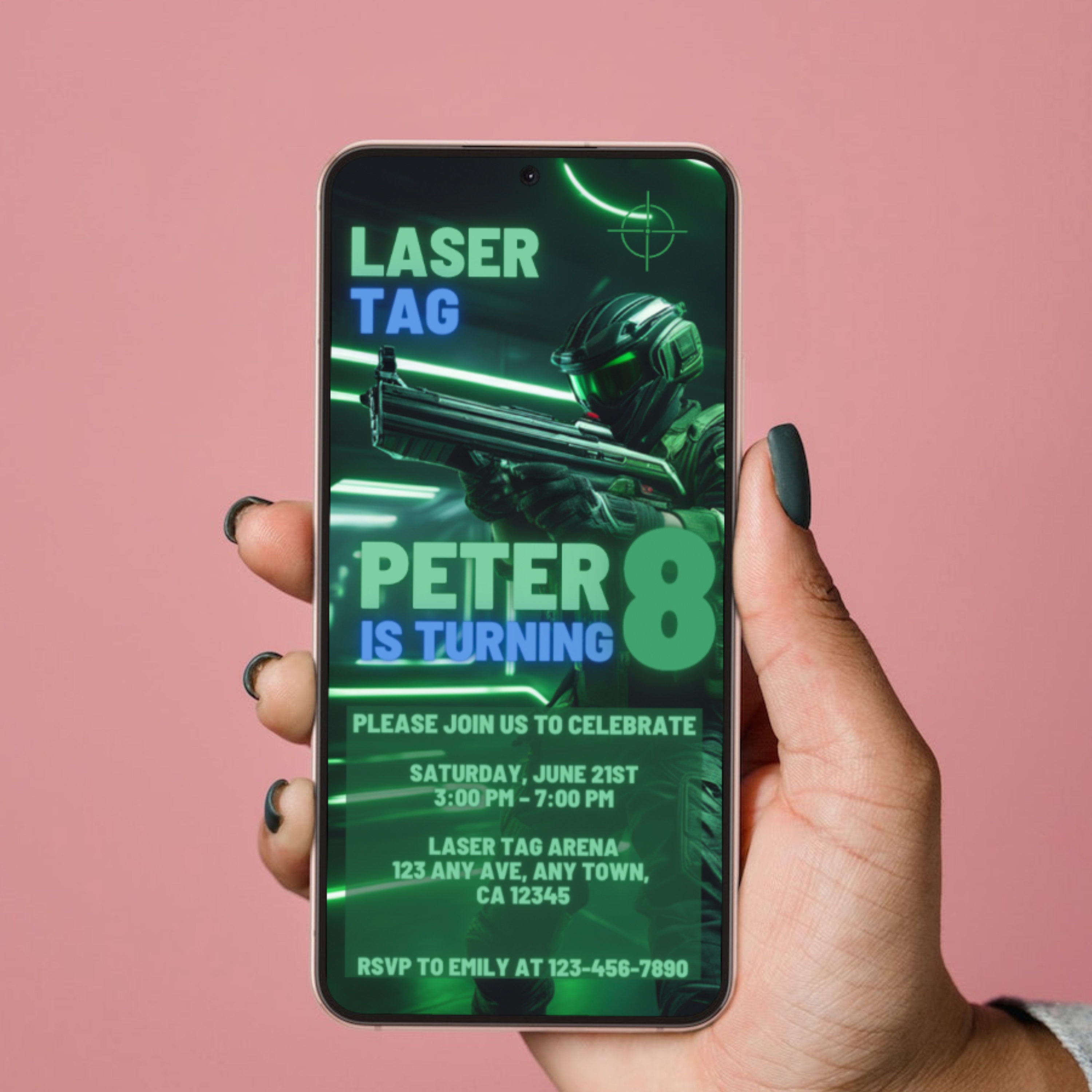 Laser Tag Birthday Invitation Card Digital Laser Tag Invite ...