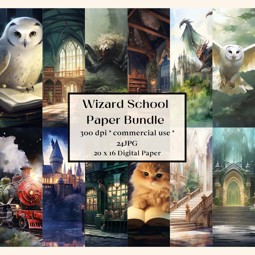 24 Wizard School Journal Paper, Wizard Academy Digital Paper, Magic ...
