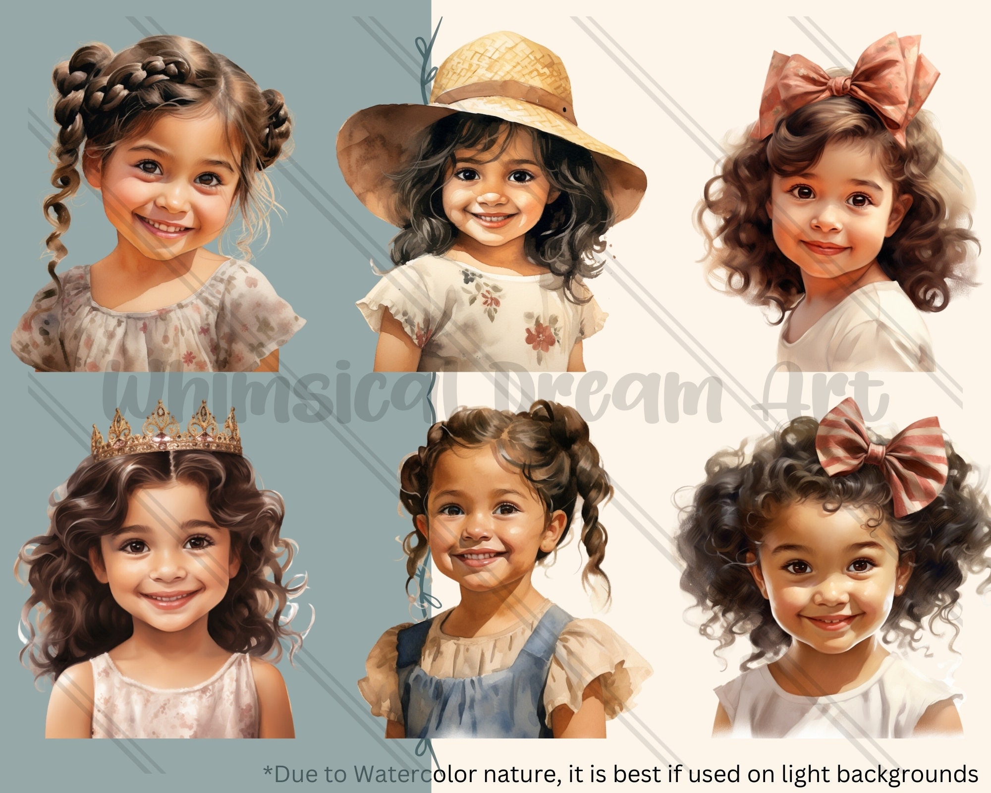 24 PNG Cute Hispanic Girls Watercolor Bundle Little Latina - Etsy