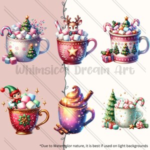 24 Christmas Mugs Clipart Bundle, Watercolor Hot Chocolate Clipart, Hot ...