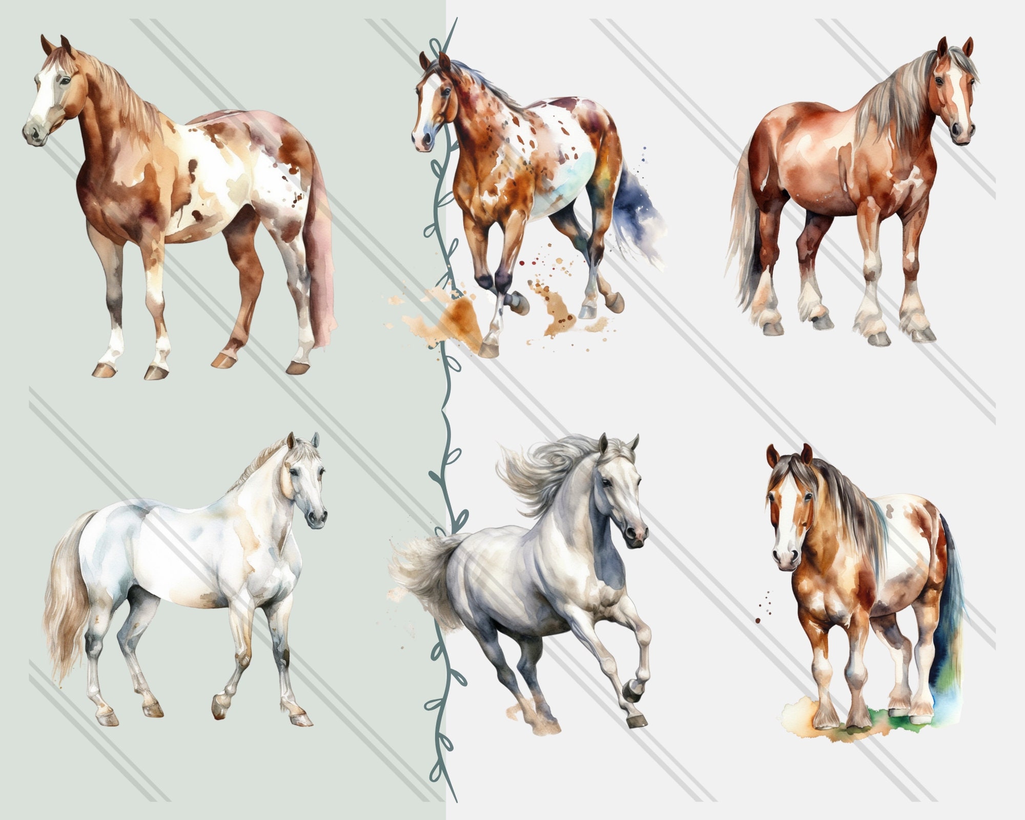 22 Horse PNG Collection | Horse Clipart Set | Watercolor Horse ...