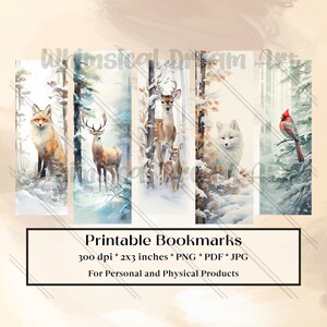20 Winter Woodland Animal Bookmark, Printable Bookmarks Digital ...