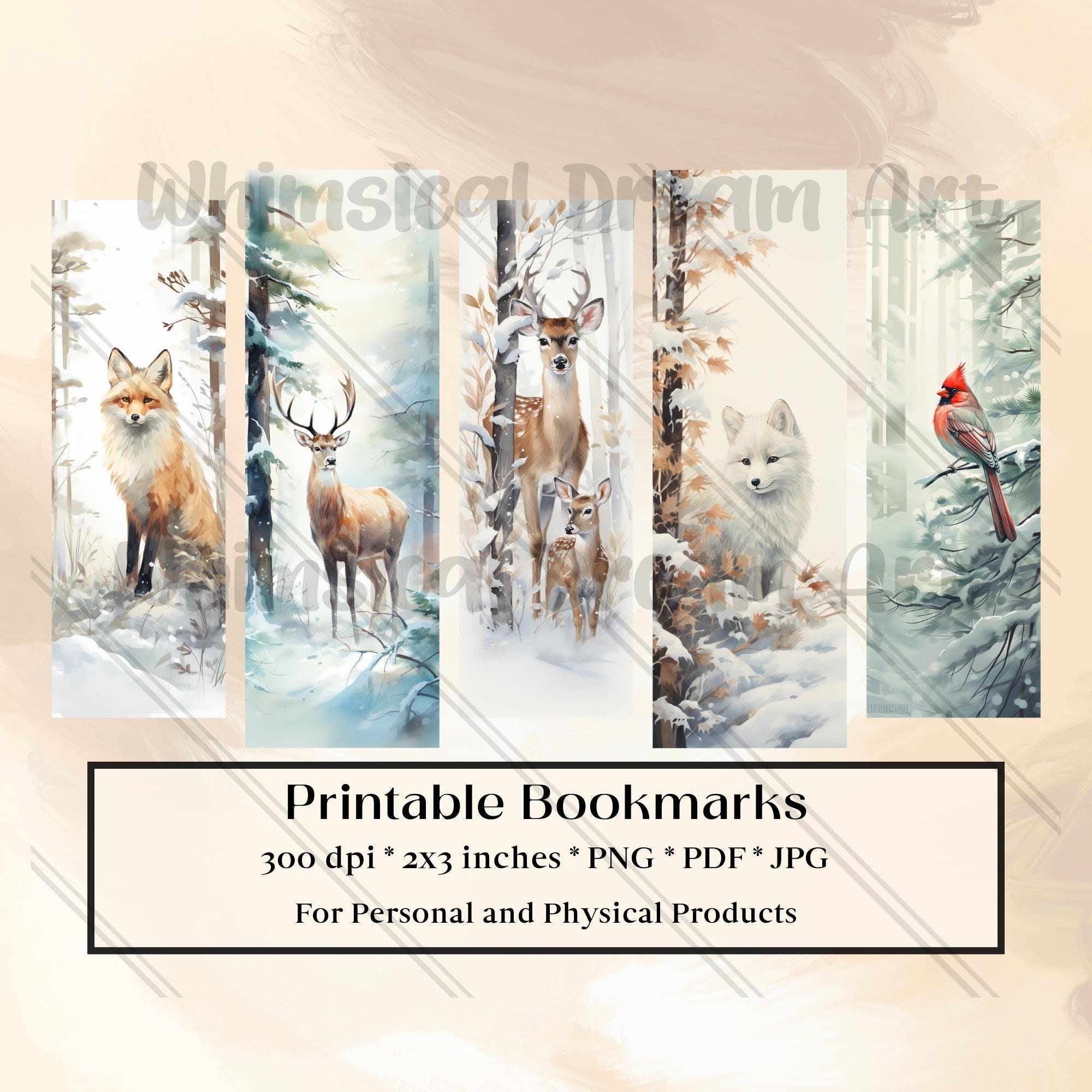 20 Winter Woodland Animal Bookmark, Printable Bookmarks Digital ...